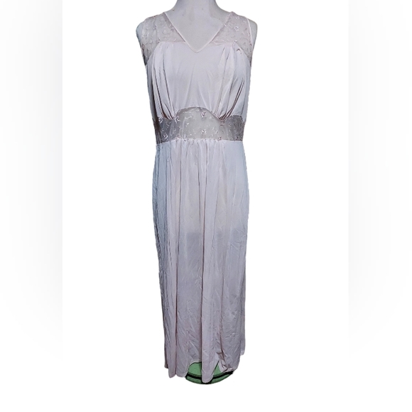 Intimates & Sleepwear | Vintage 2xl Nightgown Satin Lace Pink Peach ...